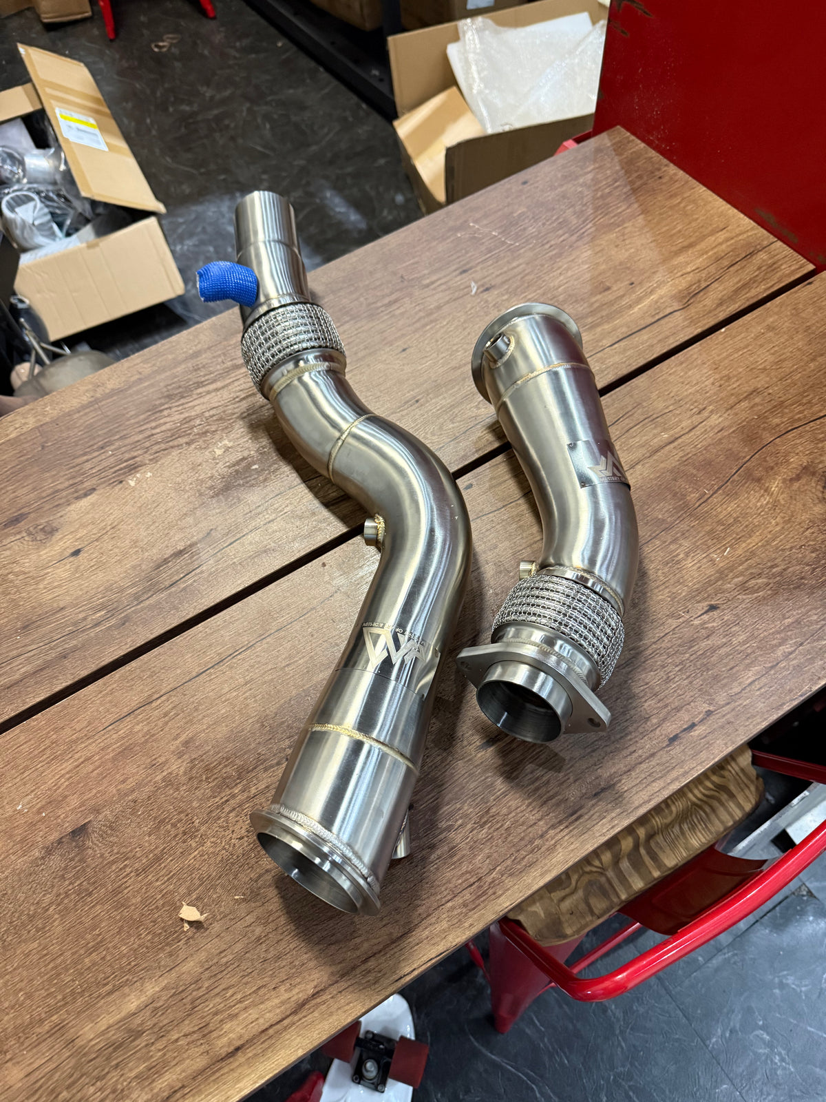 (OPEN BOX) MAD BMW S55 3.5" Fat Boy Downpipes M2C M3 M4 W/ Flex Sectio ...