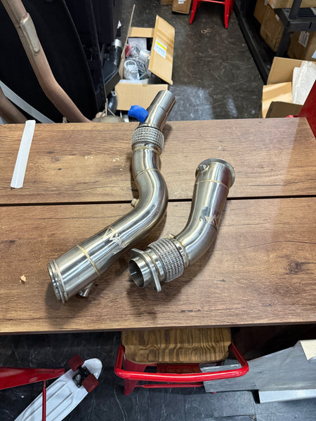 (OPEN BOX) MAD BMW S55 3.5" Fat Boy Downpipes M2C M3 M4 W/ Flex Sectio ...